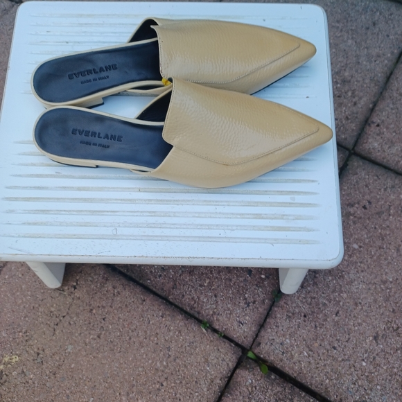 Everlane | Shoes | Everlane Yellow Pebble Grain Patent Leather Mules 75 ...